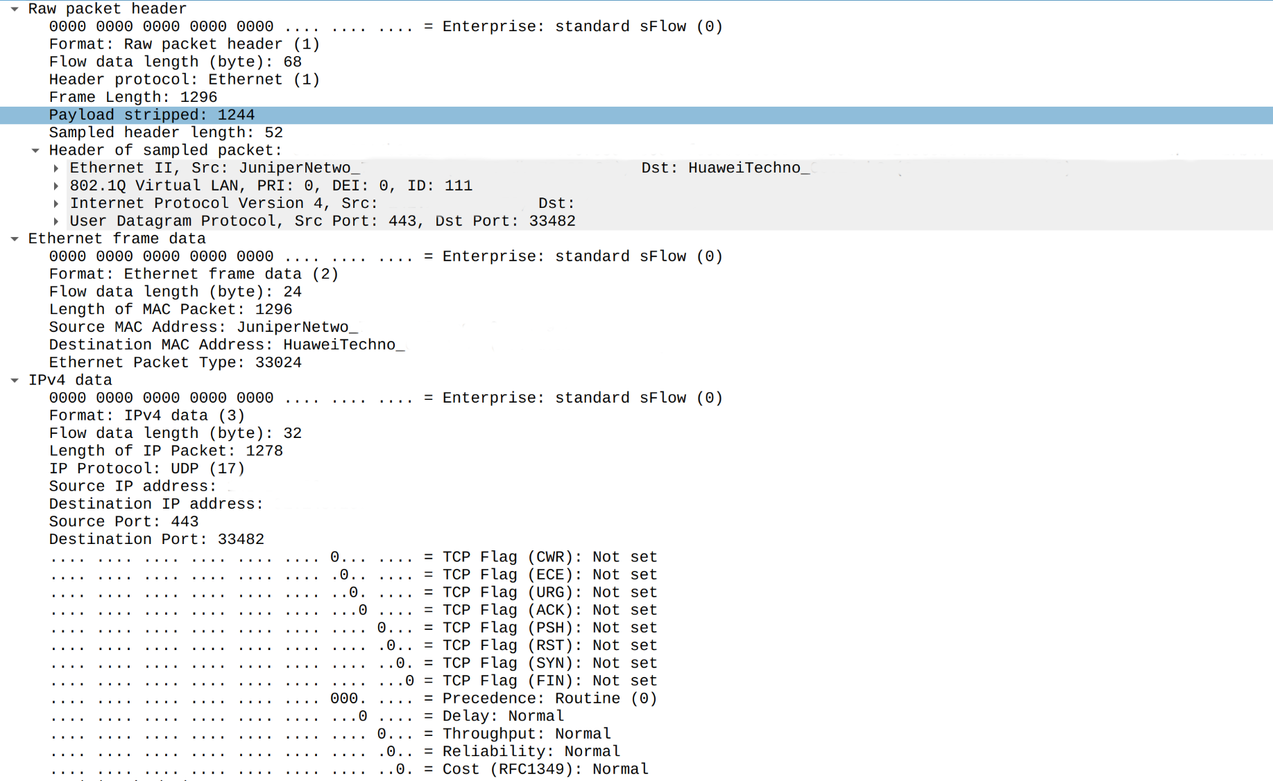 sFlow on Huawei: story of scarcity and redundancy